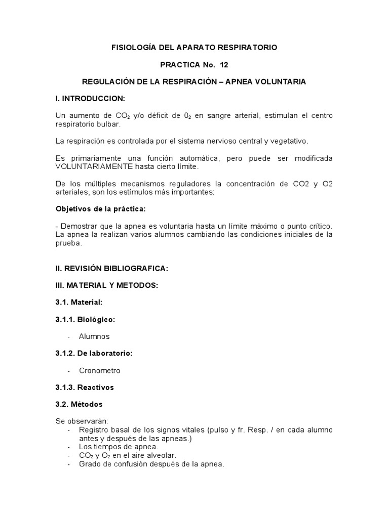PRACTICA 12 FISIOLOGÍA DEL APARATO RESPIRATORIO | PDF