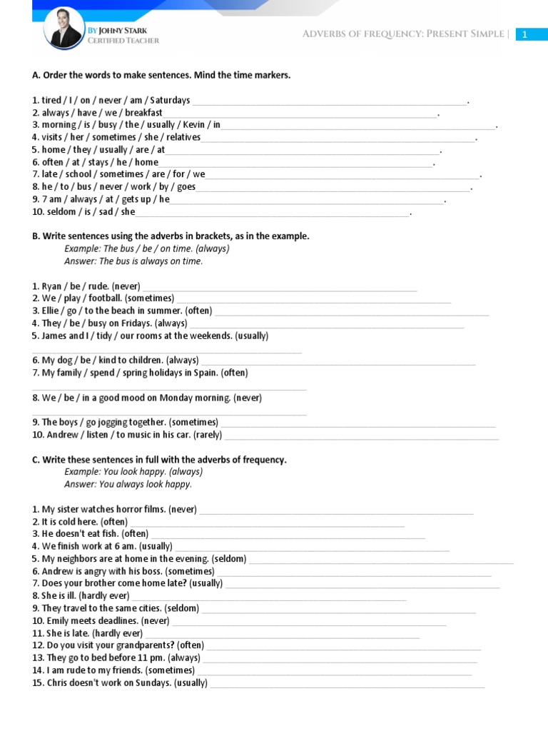 Adverbs of Frequency - Present Simple | PDF | Grammar | Linguistics