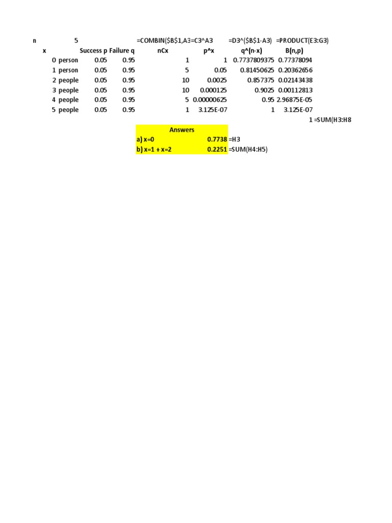 Binomial Examples Solved (1) | Pdf | Statistics | Statistical Theory