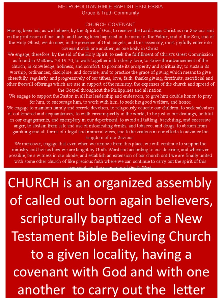 Church Covenant | PDF | Jesus | Covenant Theology