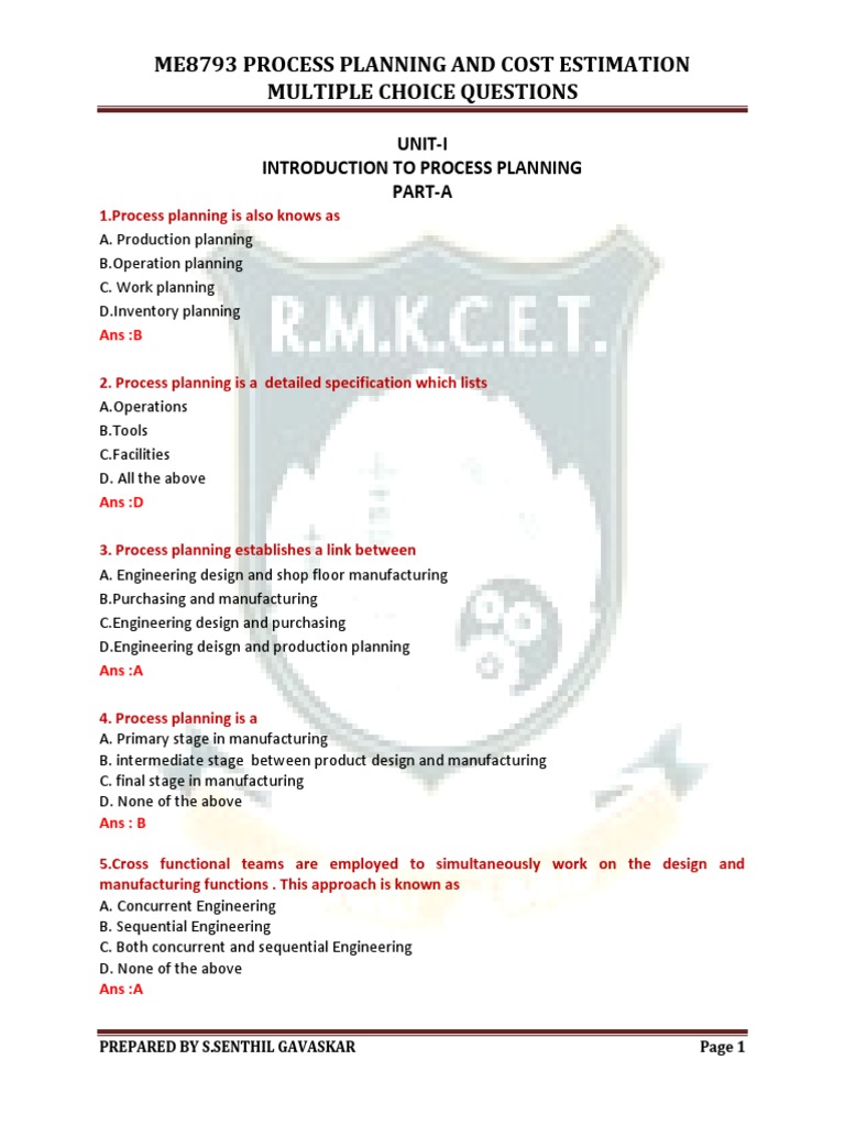 Ppce MCQ | PDF | Machining | Cost