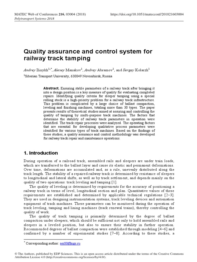 Railway Track Tamping Quality Control | PDF | Porosity | Rail Transport