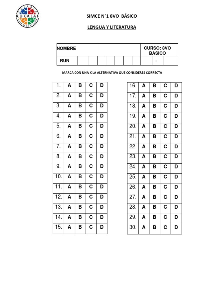 Simce N°1 8vo Lenguaje | PDF