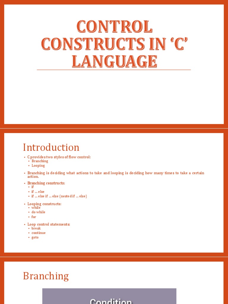 Control Constructs in C | PDF | Control Flow | Computer Engineering Control Constructs in C | PDF | Control Flow | Computer Engineering