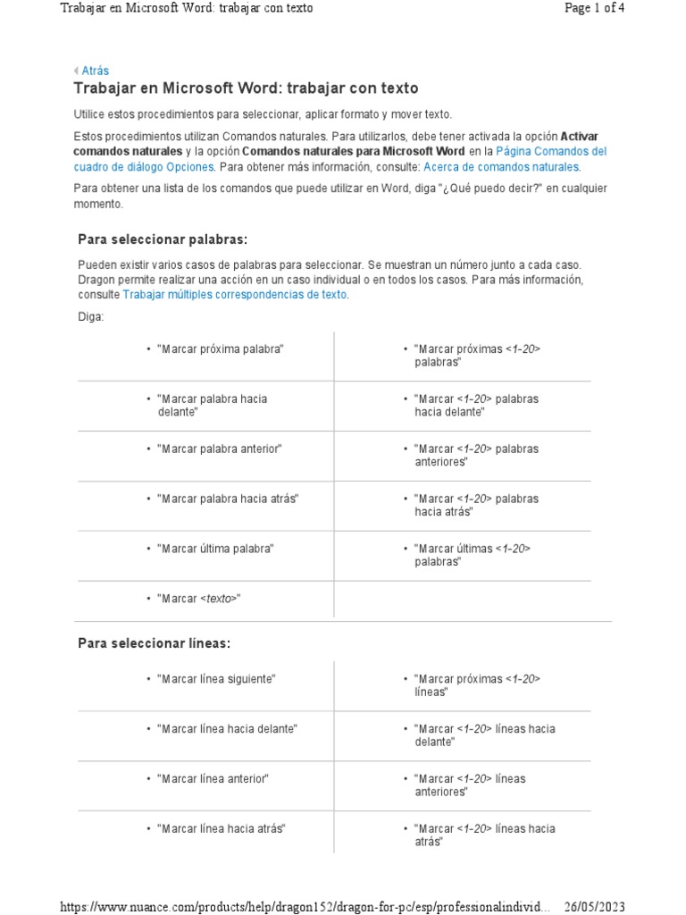 Comandos para seleccionar texto en Word | PDF | Microsoft Word | Microsoft