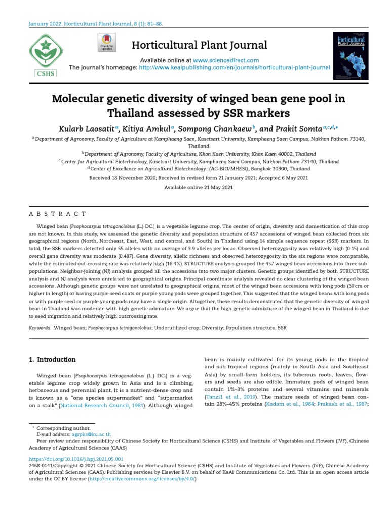 Horticultural Plant Journal: Kularb Laosatit, Kitiya Amkul, Sompong Chankaew, and Prakit Somta ...