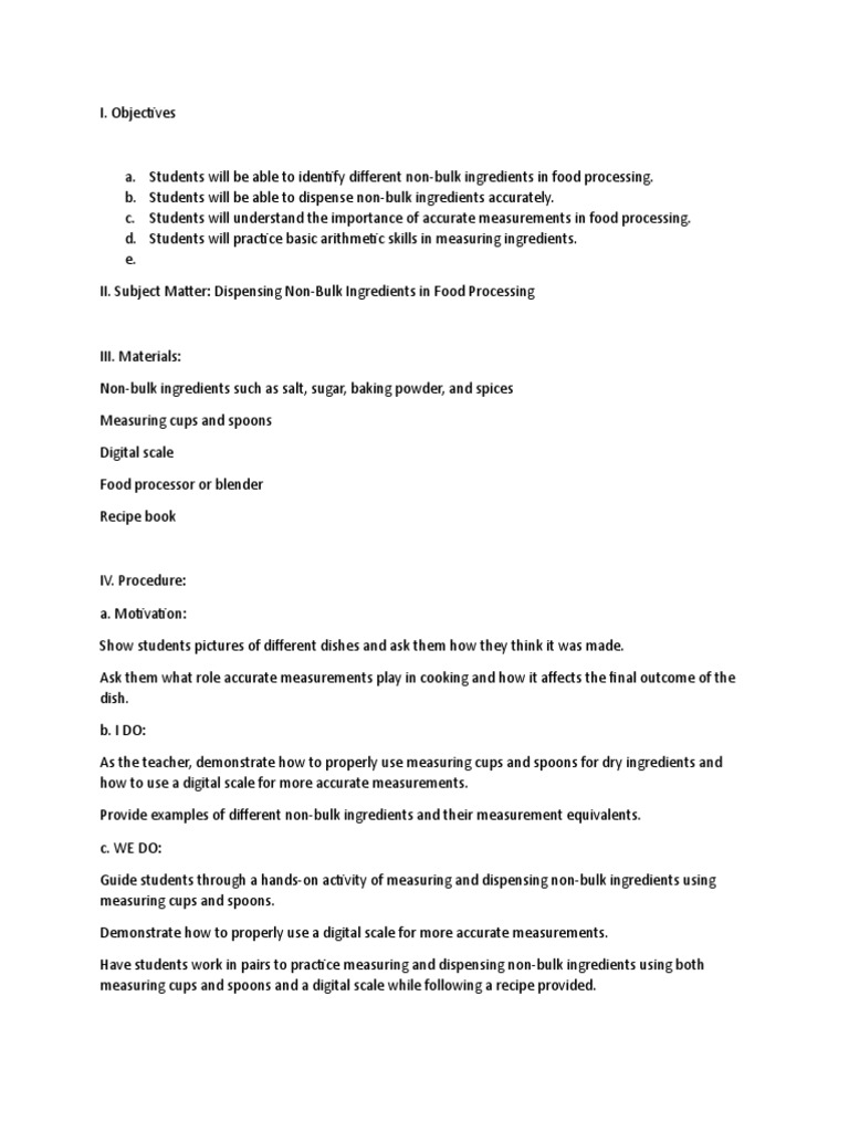 Measuring Non-Bulk Ingredients in Cooking | PDF | Spoon | Recipe