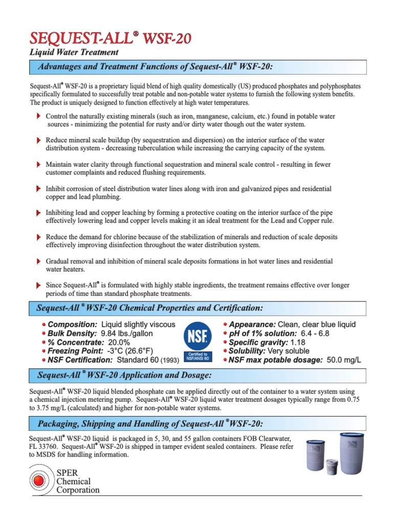Sequest All WSF 20 Product Data | PDF | Water | Chemistry
