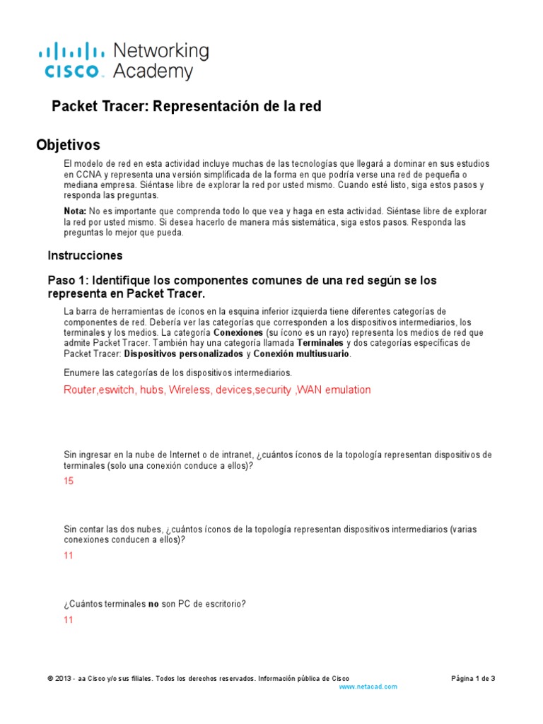 1.5.7 Packet Tracer - Network Representation | PDF | Red de área amplia | Red de computadoras