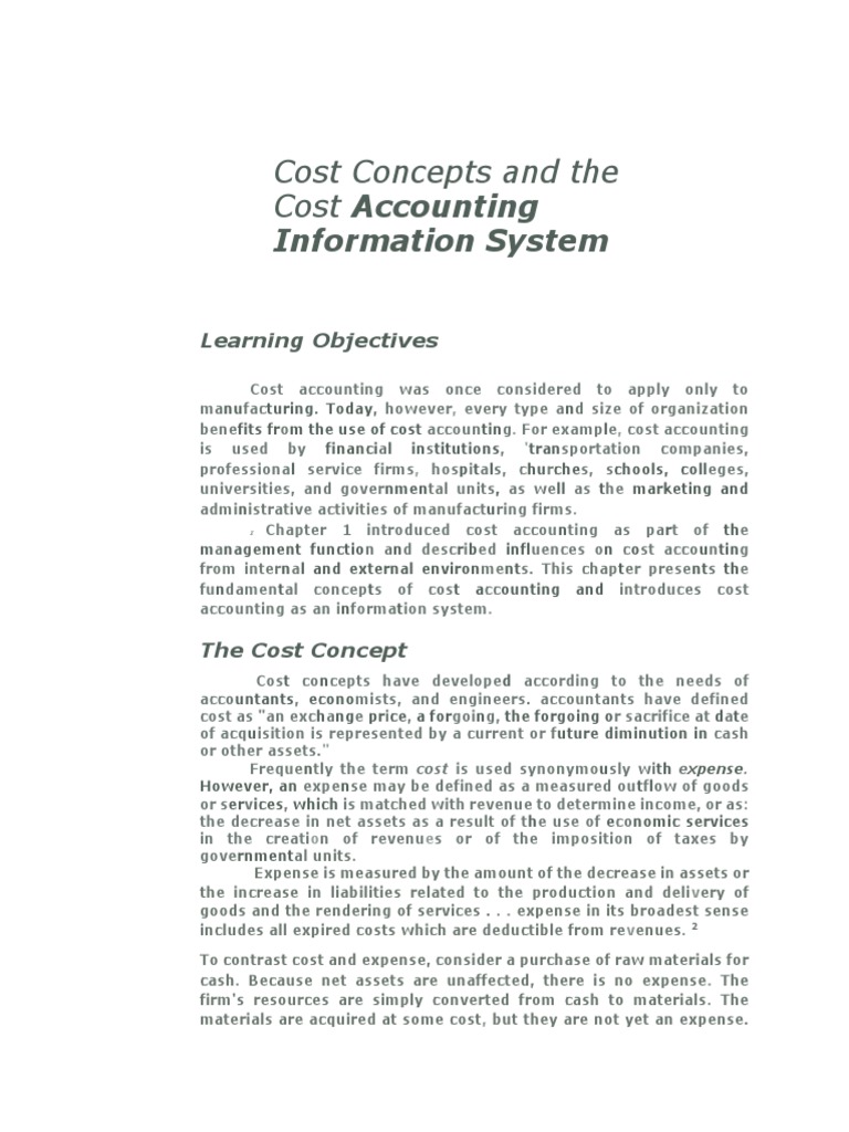 Cost Concepts and The Cost | PDF | Cost | Expense