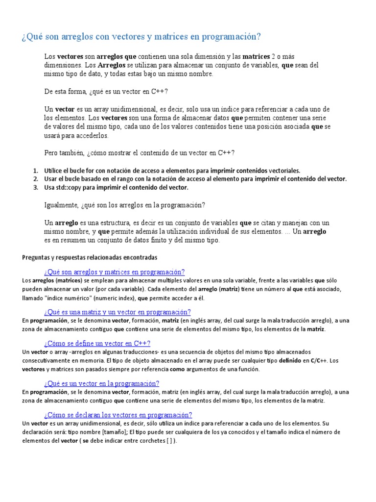 15 Arreglos Vectores y Matrices | PDF | Programación de computadoras ... 15 Arreglos Vectores y Matrices | PDF | Programación de computadoras ...