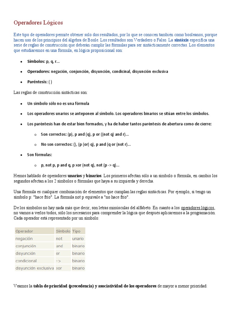 08 Operadores Logicos | PDF