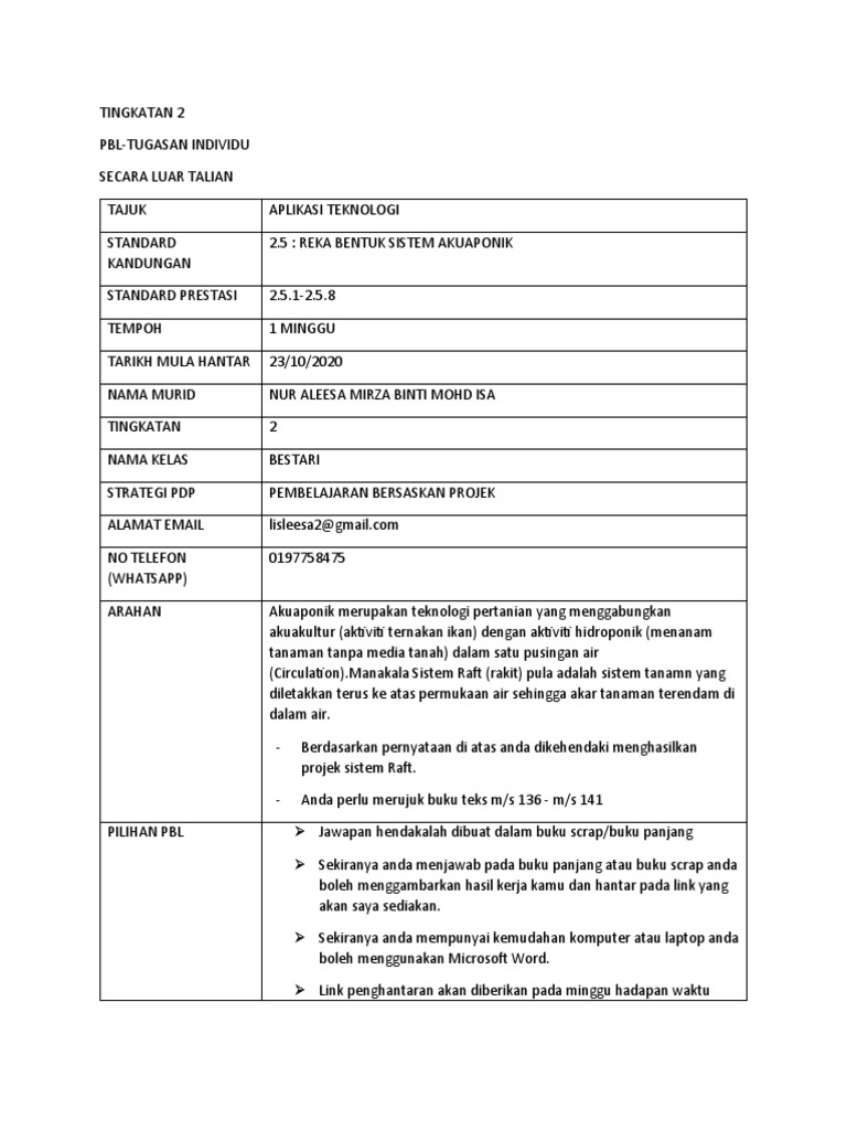 REKA BENTUK AKUAPONIK (SISTEM RAFT) - Mohd Isa | PDF