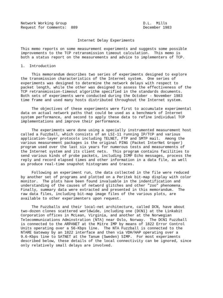 Rfc 0889 Pdf Transmission Control Protocol Computer Network 