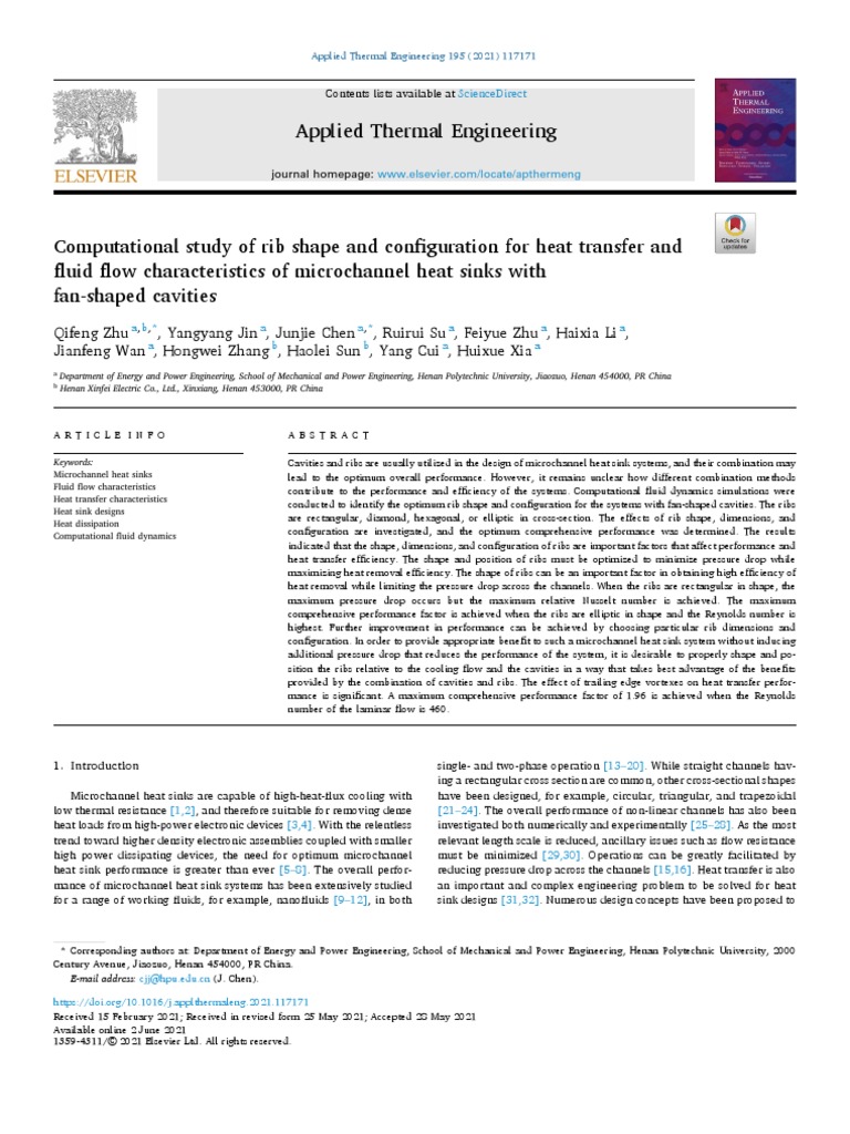 Computational Study of Rib Shape and Configuration For Heat Transfer ...