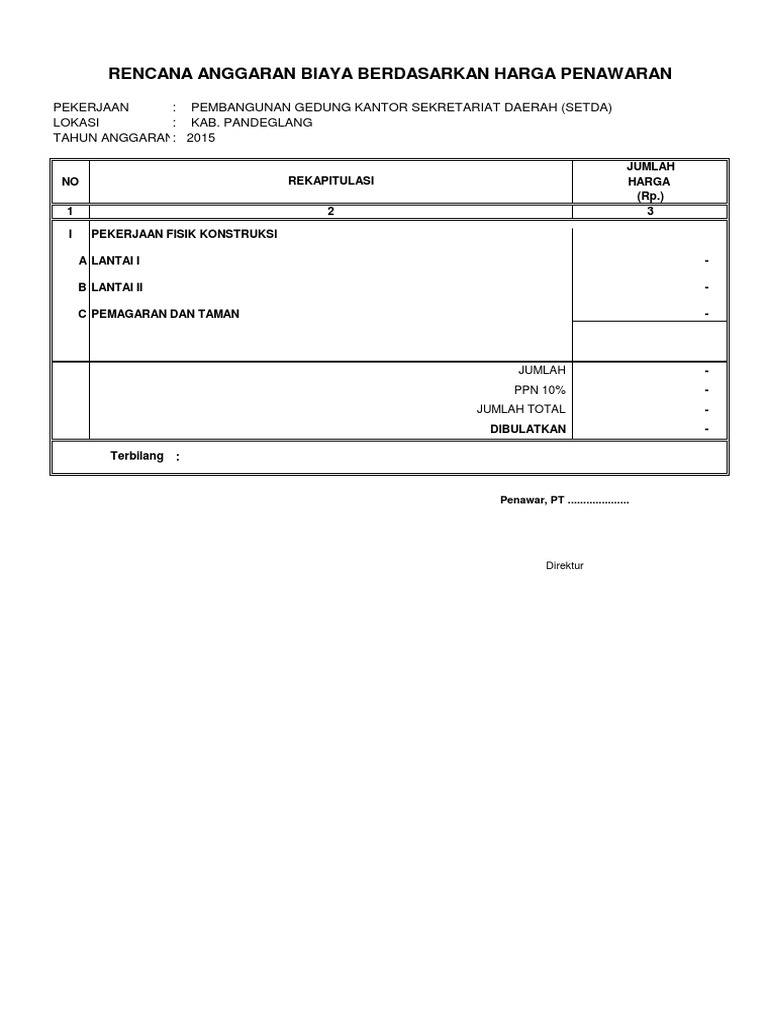 Boq Setda Konstruksi Ok | PDF