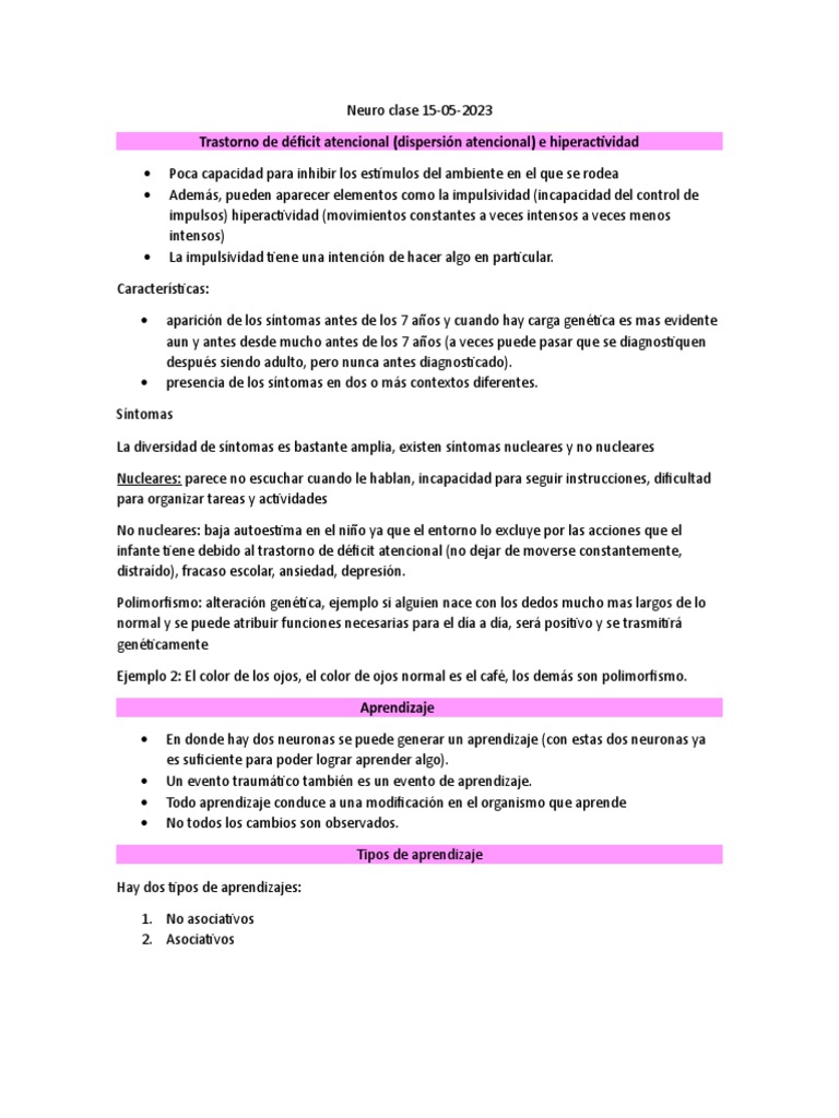 Neuro Clase 15 Apuntes de La Clase | PDF Neuro Clase 15 Apuntes de La Clase | PDF