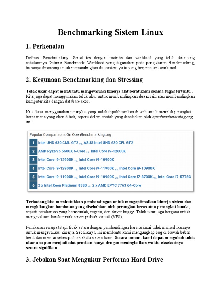 Benchmarking Kinerja Sistem Linux | PDF