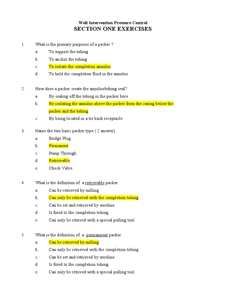 Exercise Section - 1compl | PDF | Valve | Casing (Borehole)