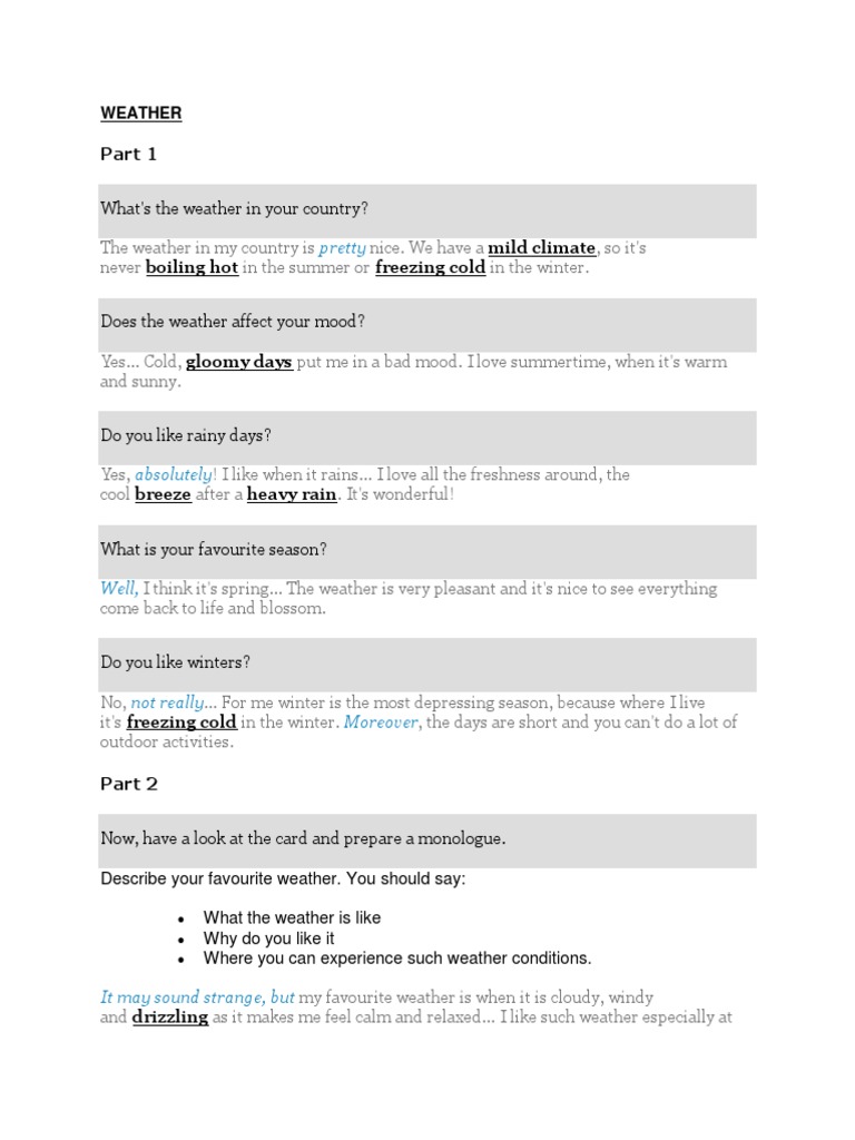 Speaking WEATHER | PDF