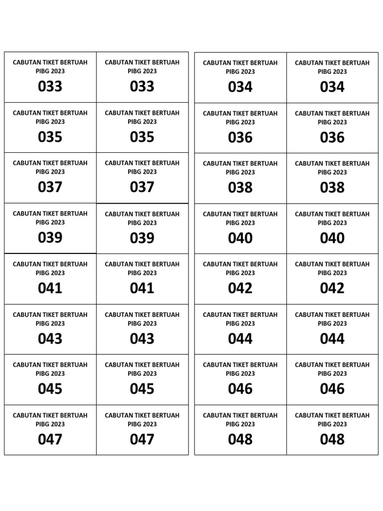 Cabutan Tiket Bertuah Pibg 33-48 | PDF