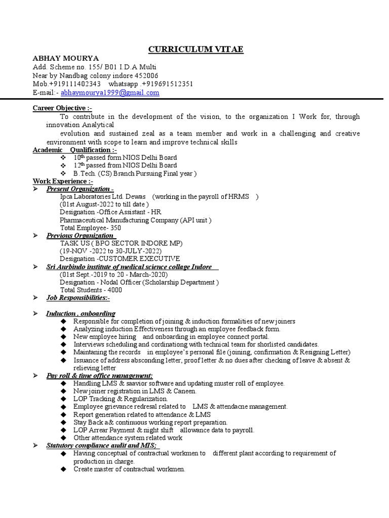 Abhay Mourya Resume | PDF