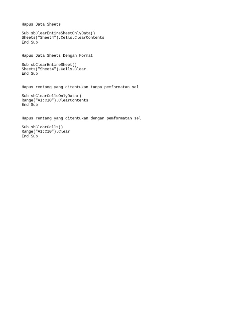 Cara Membuat Tombol Hapus Di Excel | PDF