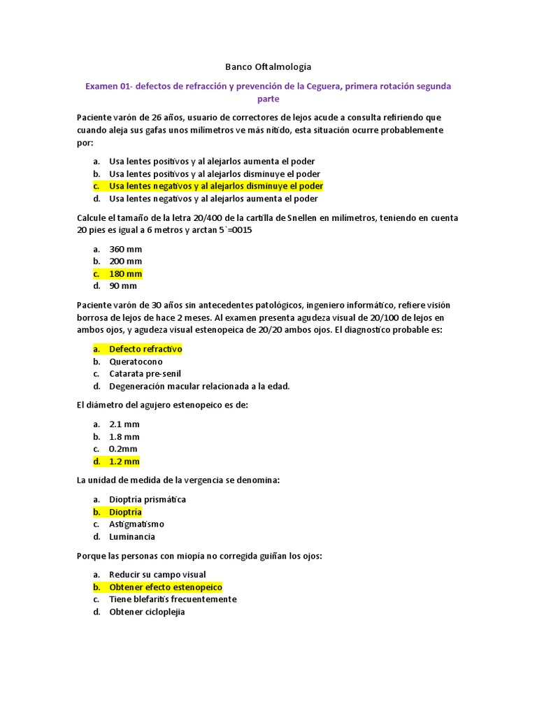 Banco Oftalmología 2020 Parte 2... TODOS | PDF | Ojo humano | Glaucoma