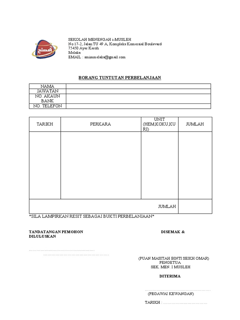 Borang Tuntutan Perbelanjaan | PDF