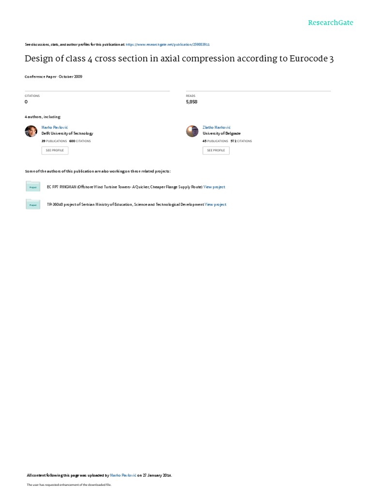 Design of Class 4 Cross Section in Axial Compression According To ...
