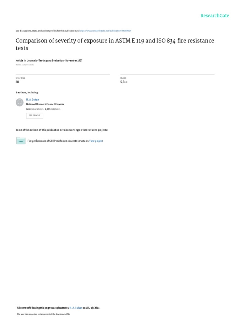 Comparison of Severity of Exposure in ASTM E 119 A-1 | PDF ...