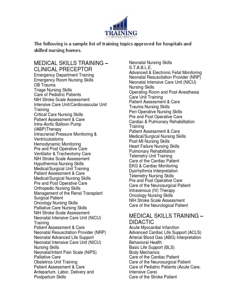 Hospital Training List | PDF