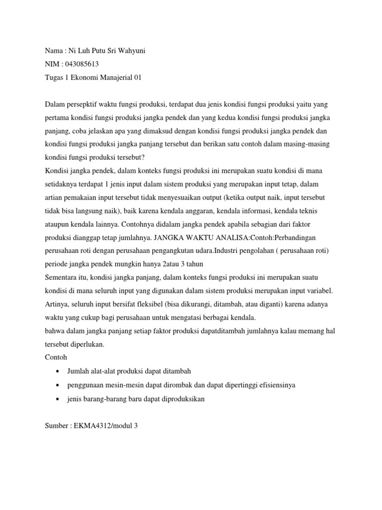 Tugas 1 Ekonomi Manajerial | PDF