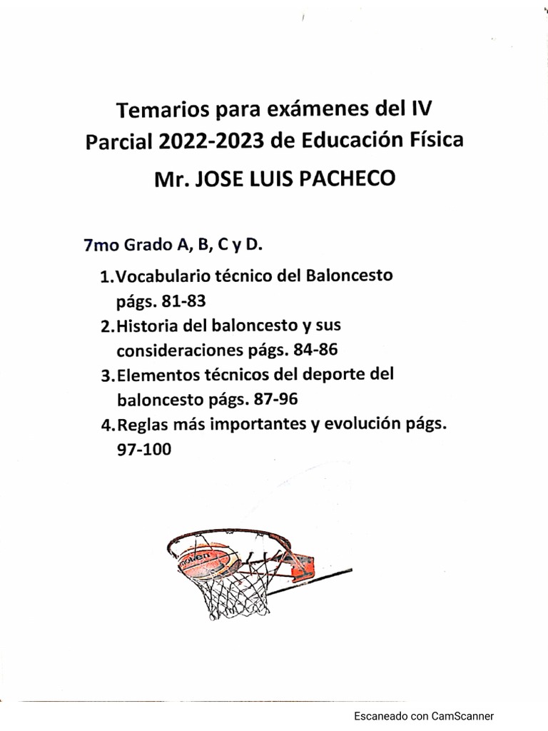 Temarios de Séptimo Grado IV Parcial 2022-2023 | PDF