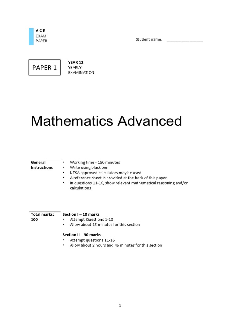 Year 12 Mathematics Advanced Exam Paper | PDF | Present Value ...