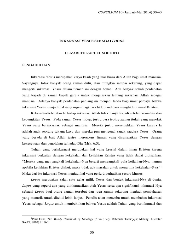 Inkarnasi Yesus sebagai Logos dalam Teologi | PDF | Social Science ...