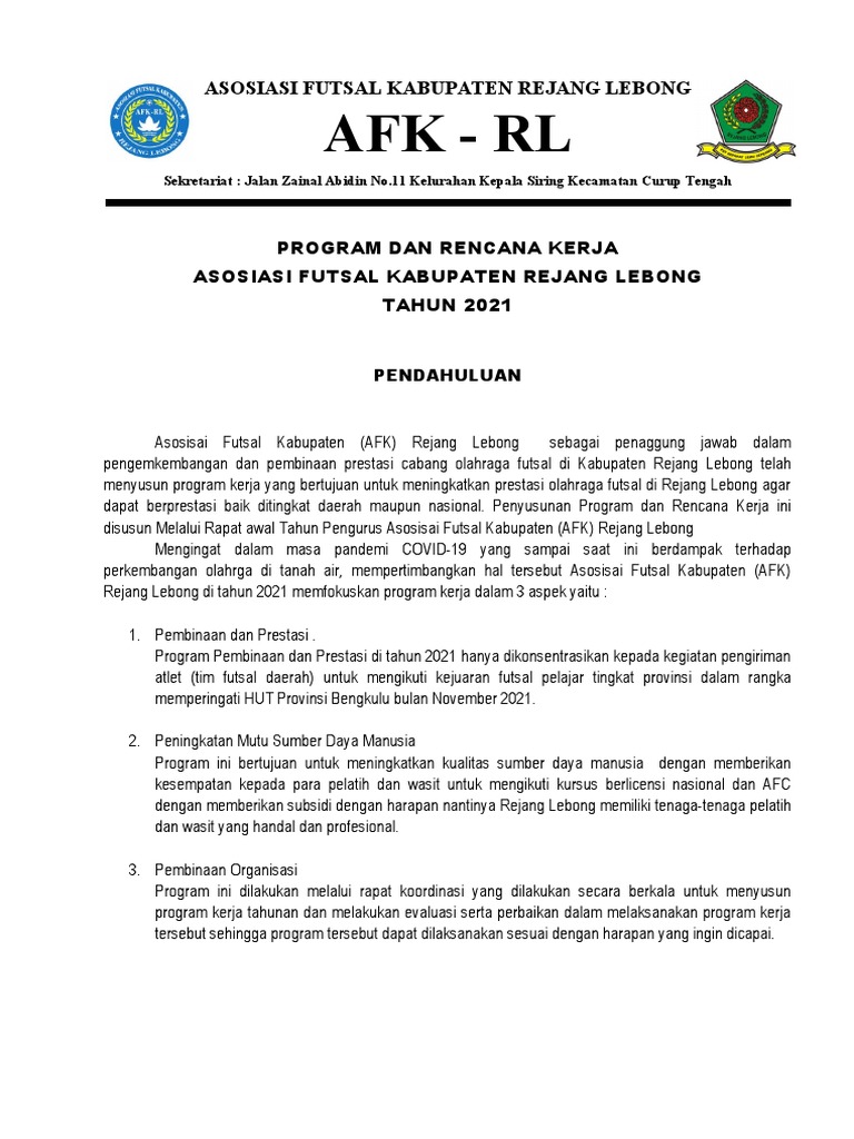 Program Kerja Afk RL | PDF