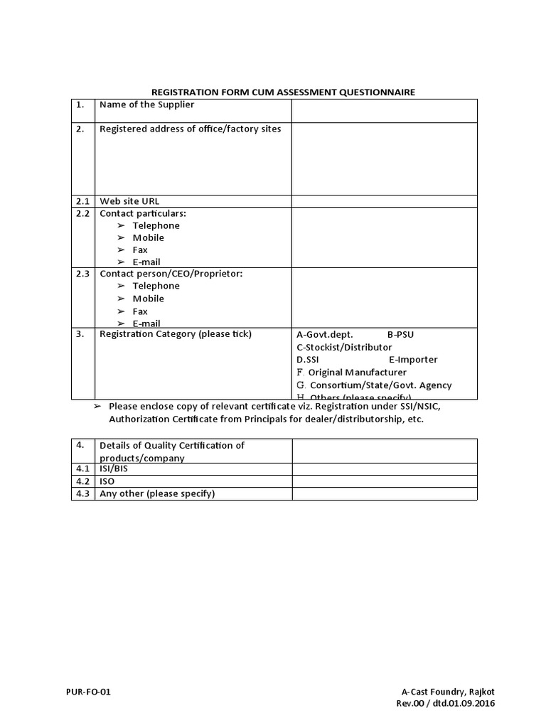 Supplier Registrtion Form Pdf