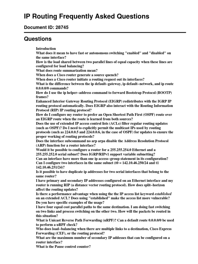 Ip Routing Frequently Question Pdf Router Computing Routing 0361