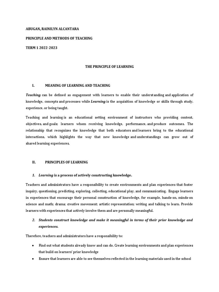 Principle and Methods of Teaching Accounting | PDF | Learning | Teachers