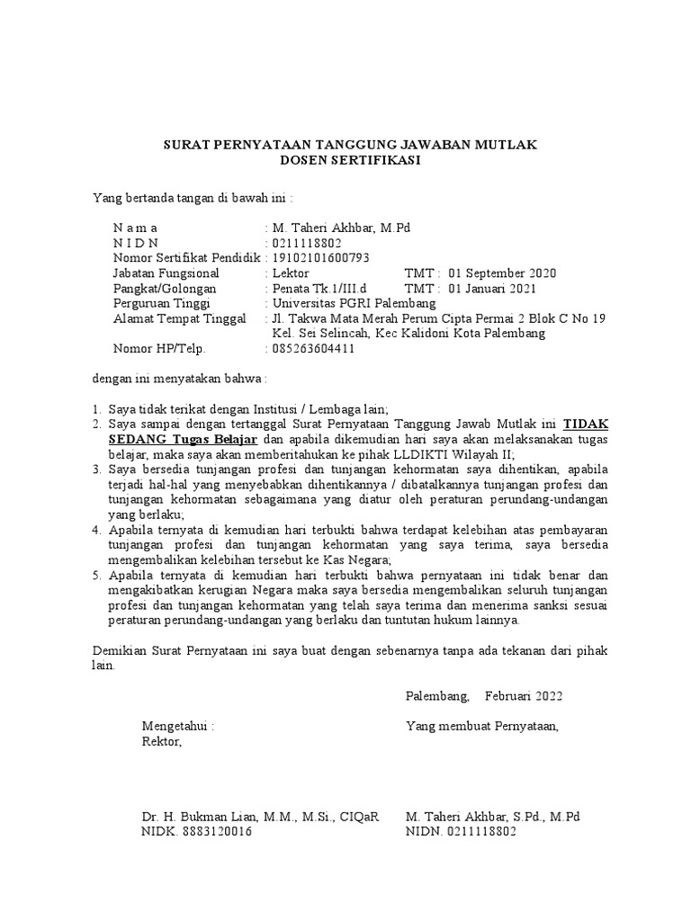 Form SPTJM Dosen | PDF