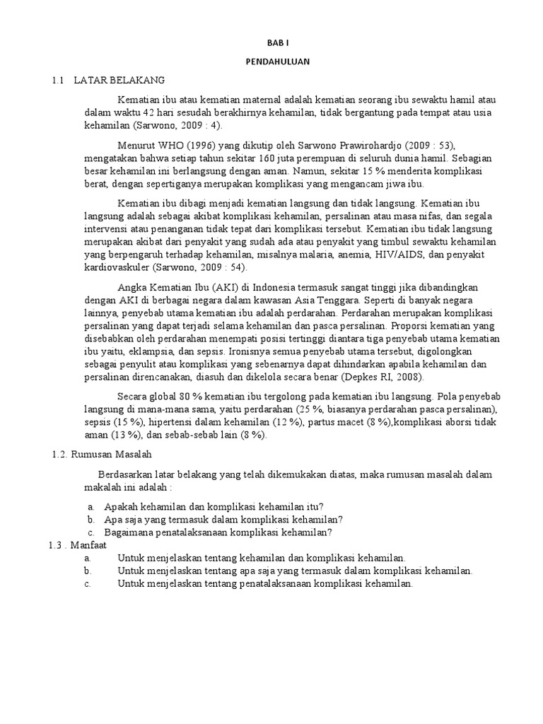 Makalah Komplikasi Kehamilan | PDF