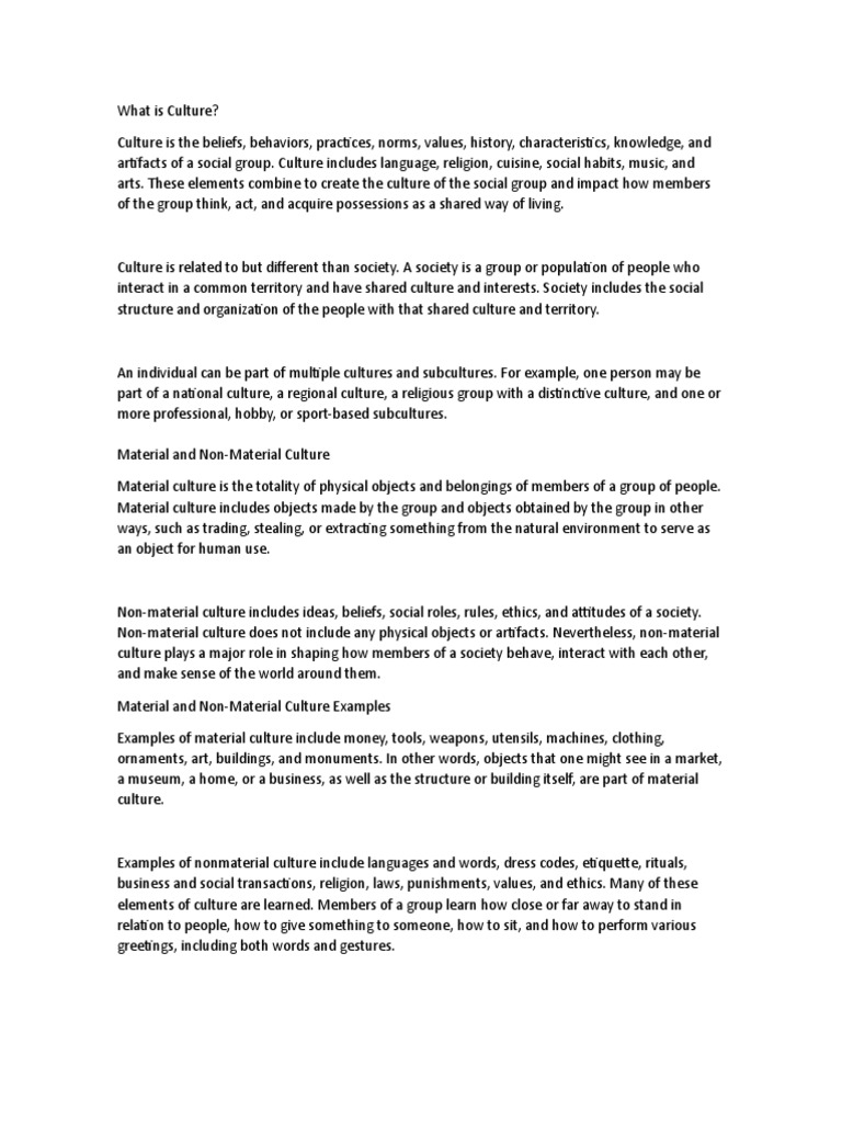 Understanding Material and Non-Material Culture | PDF