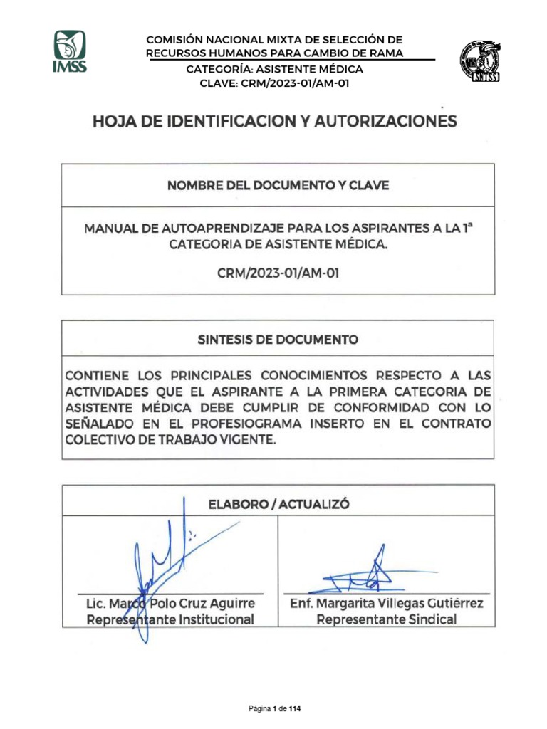 Manual de Asistente Médica IMSS 2023 | PDF | Comunicación no verbal ...