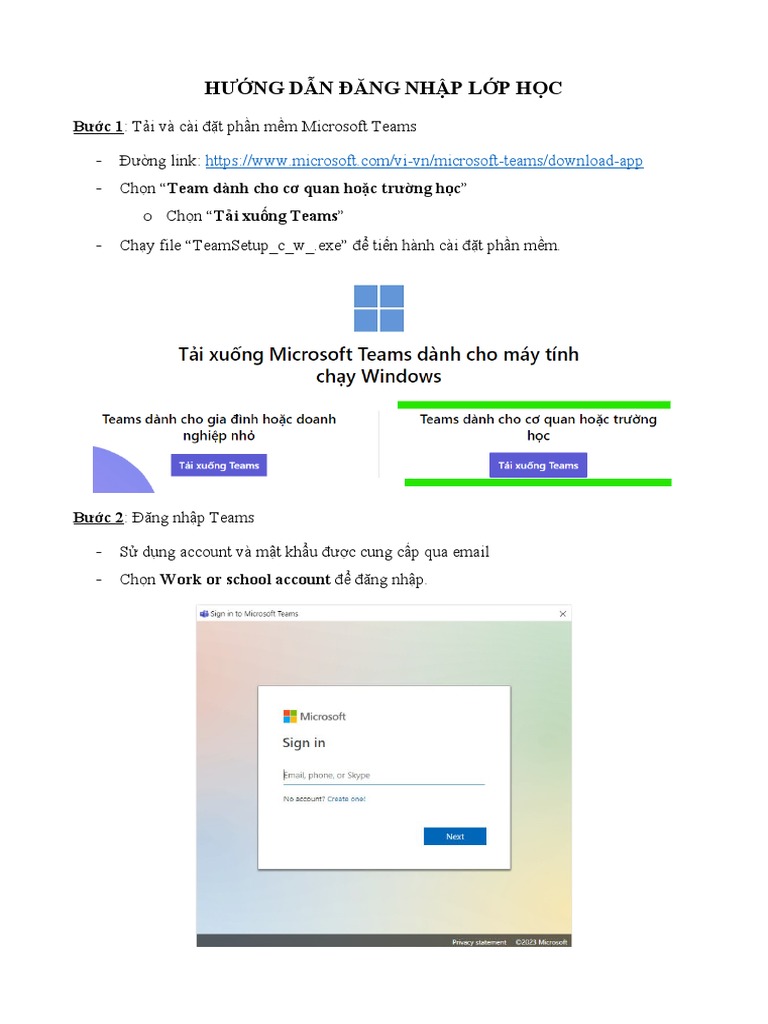Huong Dan Dang Nhap Vao Lop Hoc | PDF