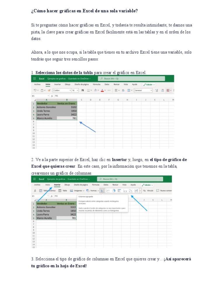 Crear gráficas en Excel con varias variables | PDF | Métodos y ...