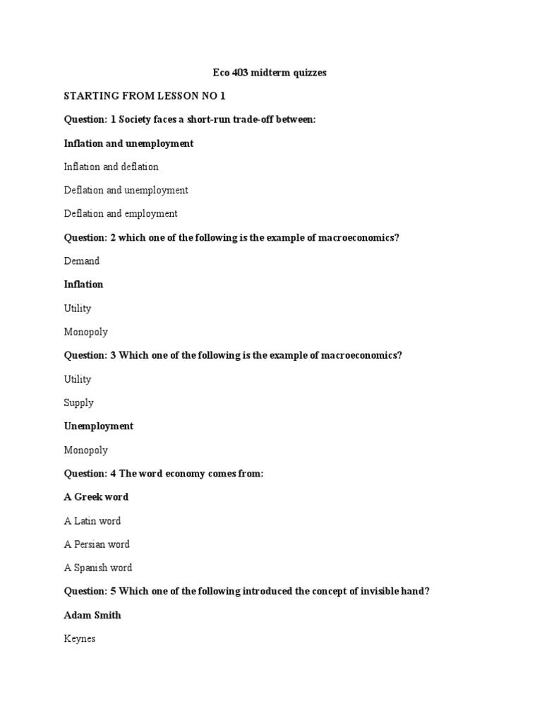 Eco 403 Midterm Quizzes | PDF Eco 403 Midterm Quizzes | PDF