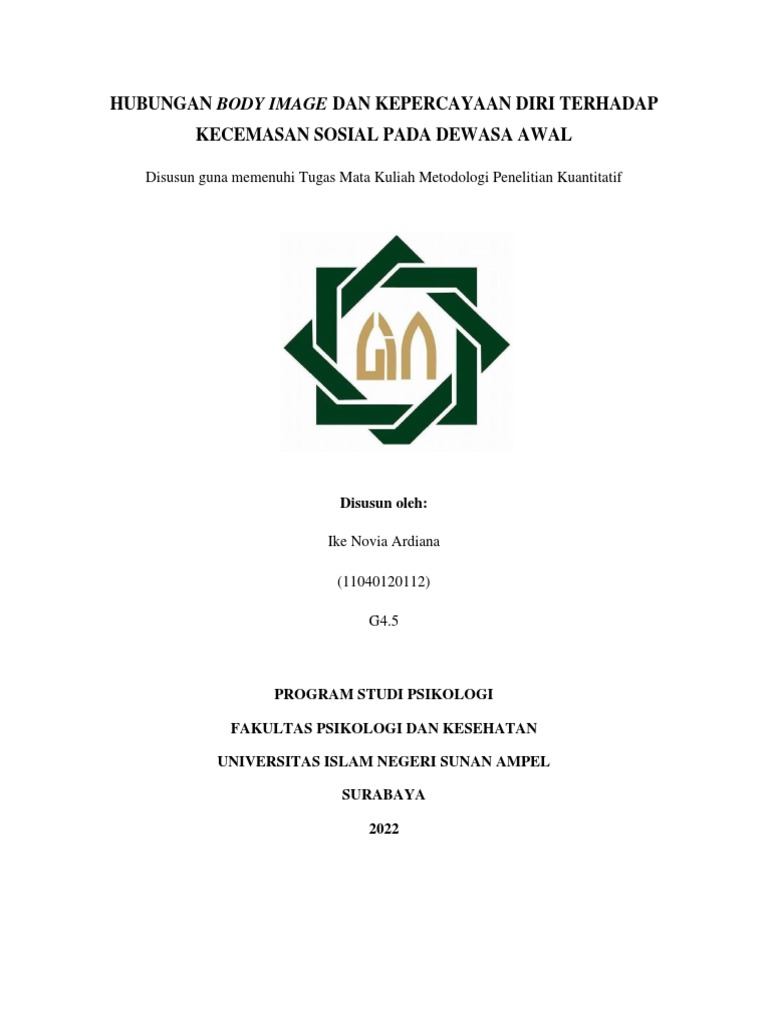 Hubungan Body Image Dan Kepercayaan Diri Terhadap Kecemasan Sosial Pada Dewasa Awal | PDF ...