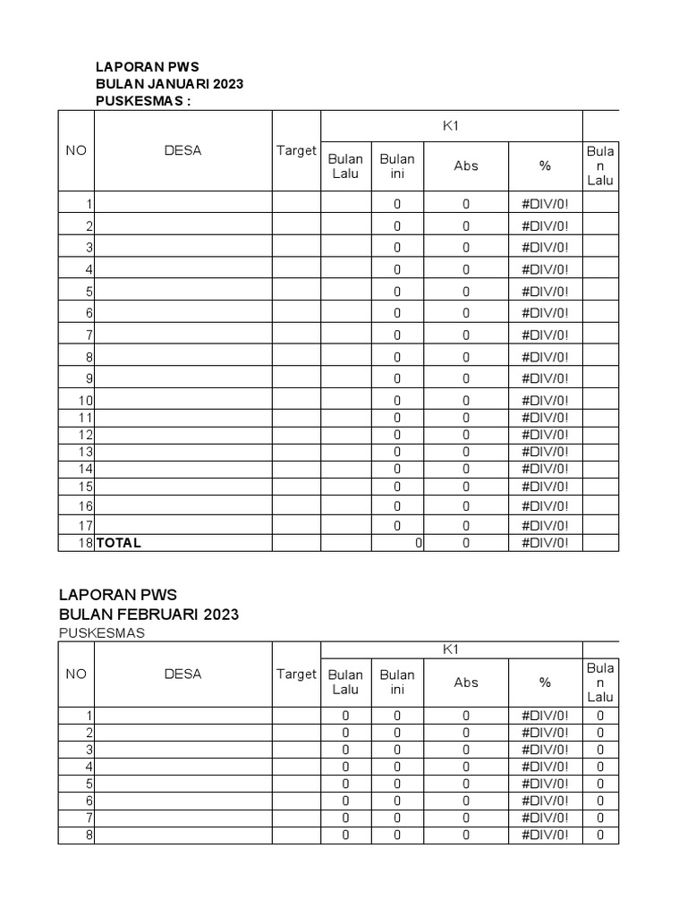 FORMAT LAPORAN PUSKESMAS-1 | PDF