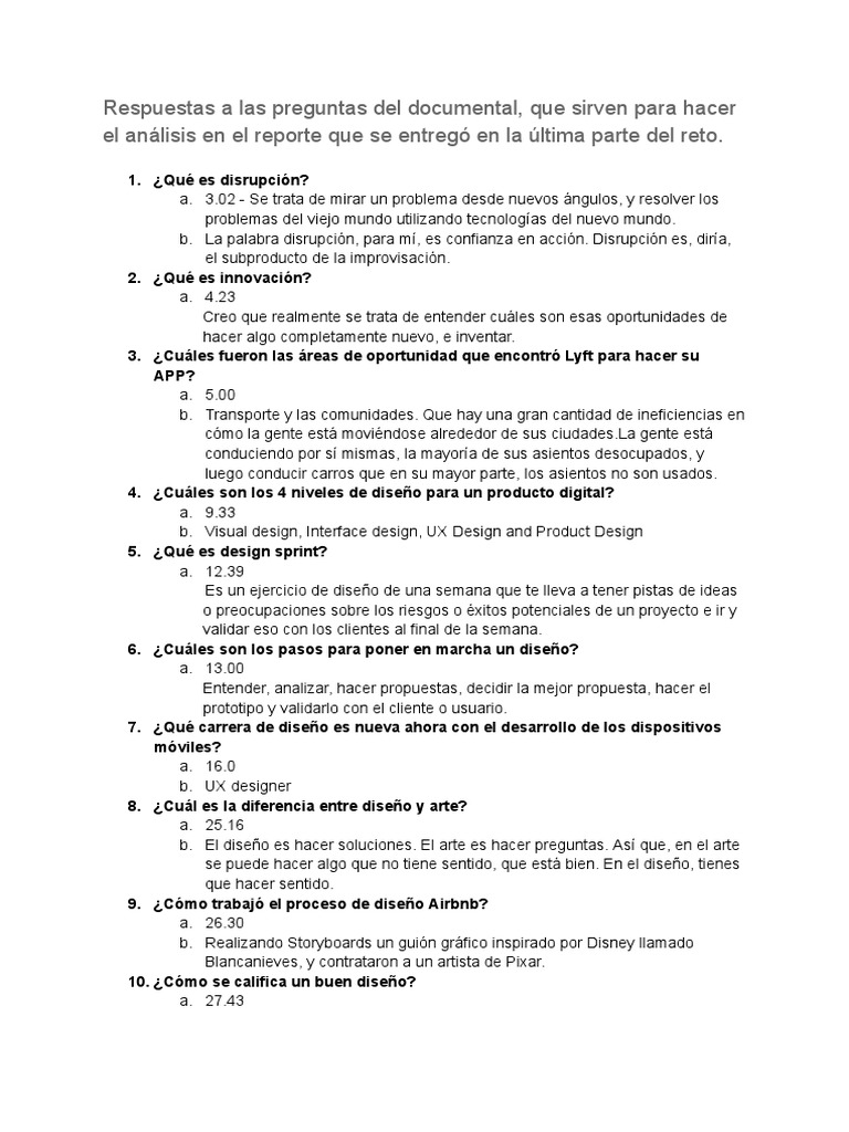 Preguntas Documental Respuestas | PDF